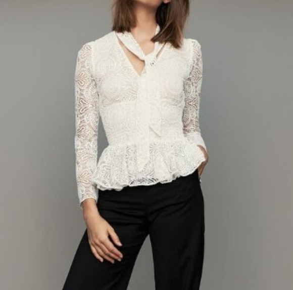 Maje | Tops | Maje Smocked Tiedetail Lace Top | Poshmark